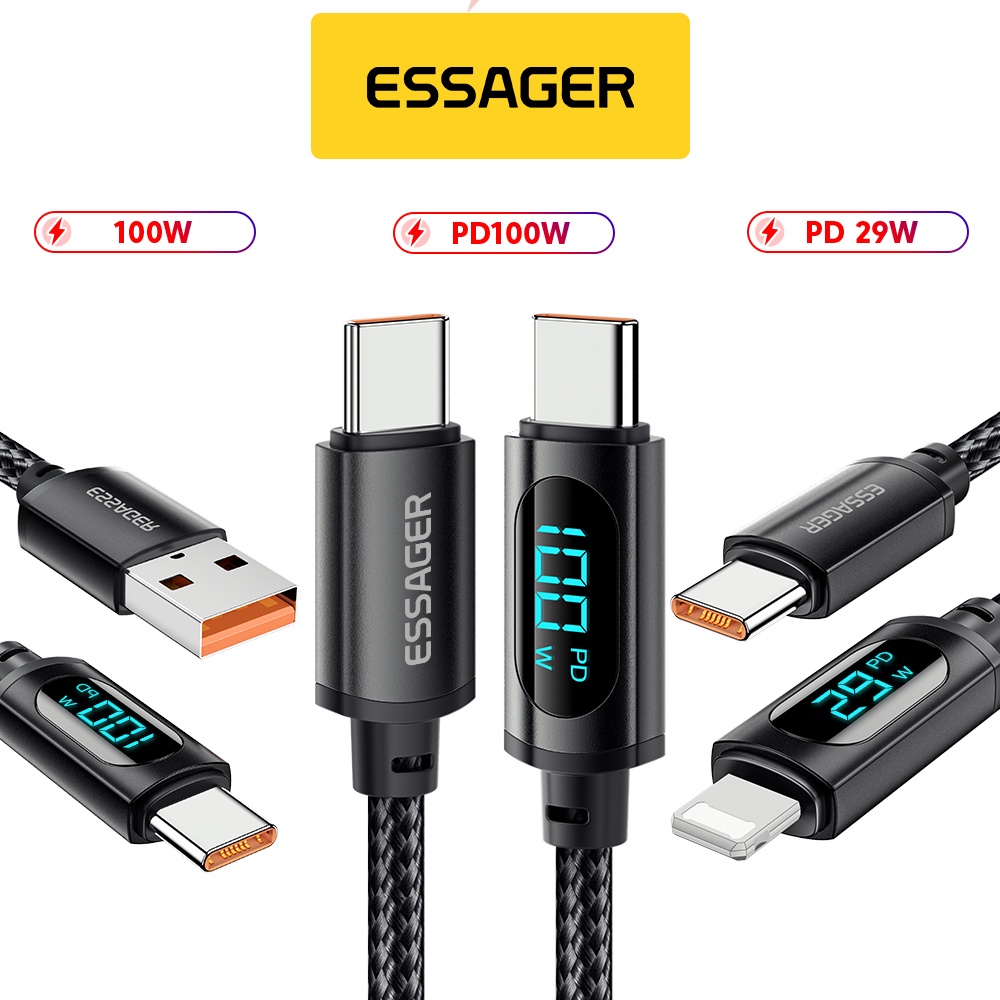 สายชาร์จสายเคเบิล Essager 100W/29W Type C | Shopee Thailand
