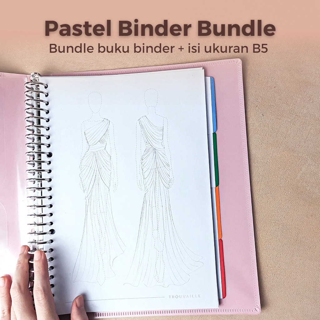 Fashion Design Bundle - หนังสือ Binder ขนาดใบหลวมและ B5 สําหรับวาดภาพ ...