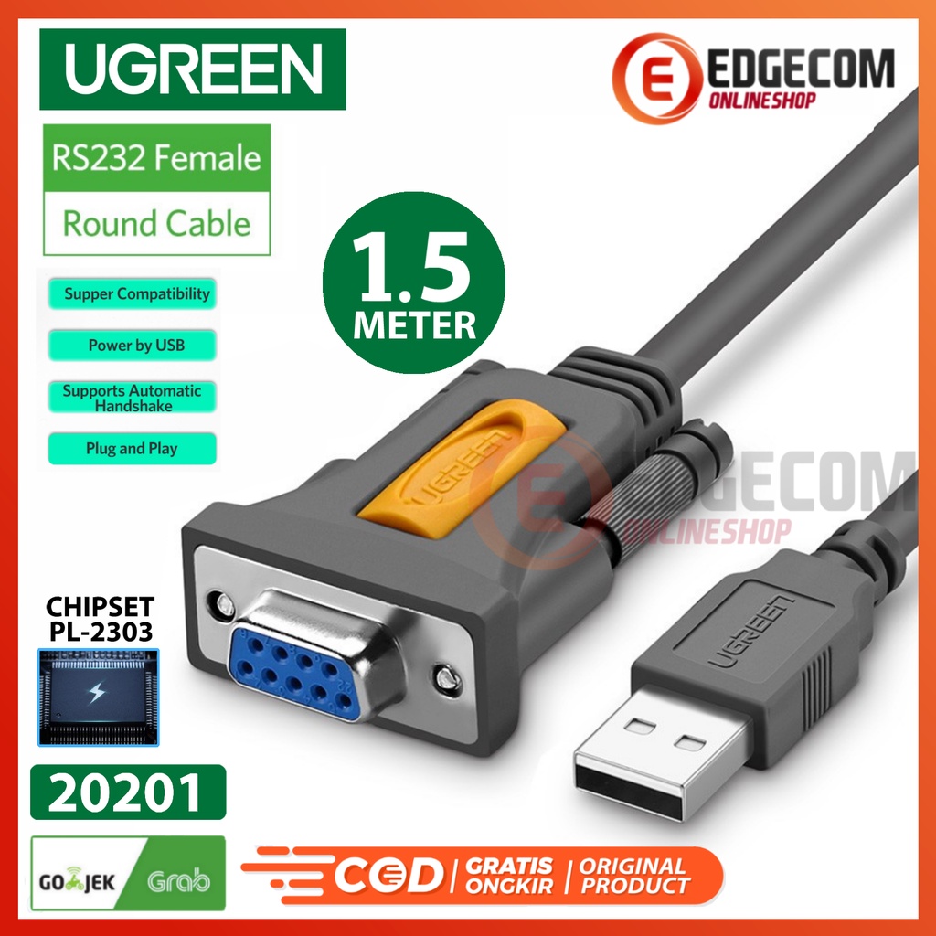 Ugreen สาย USB to DB9 RS232 Serial Female 1.5M 20201 | Shopee Thailand