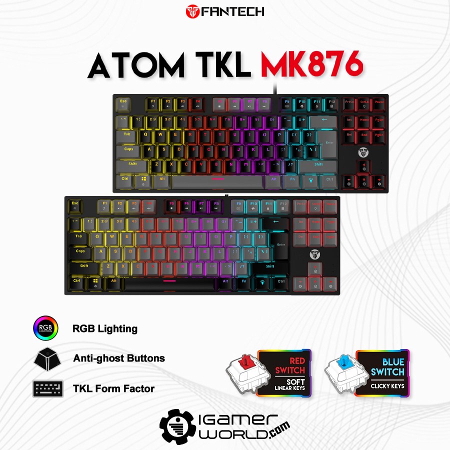 Fantech ATOM MK876 TKL RGB Mechanical Gaming Keyboard | Shopee Thailand