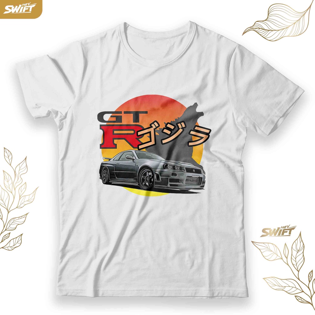 Nostalgic T-Shirt nissan skyline R34 GT-R GTR Godzilla JDM TSHIRT BAJU ...