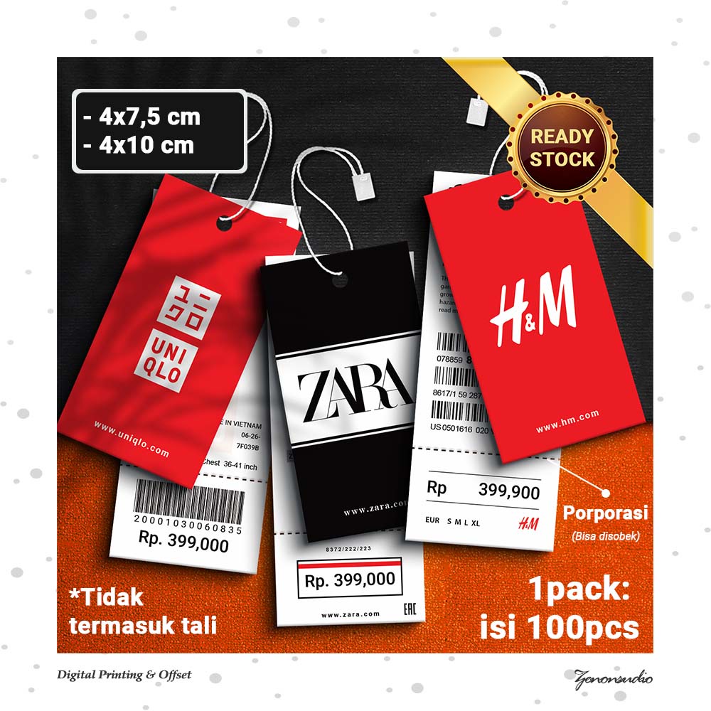 [100 ชิ้น] Hangtag Label Clothes Brand Zara Uniqlo H&M Nike Adidas ...