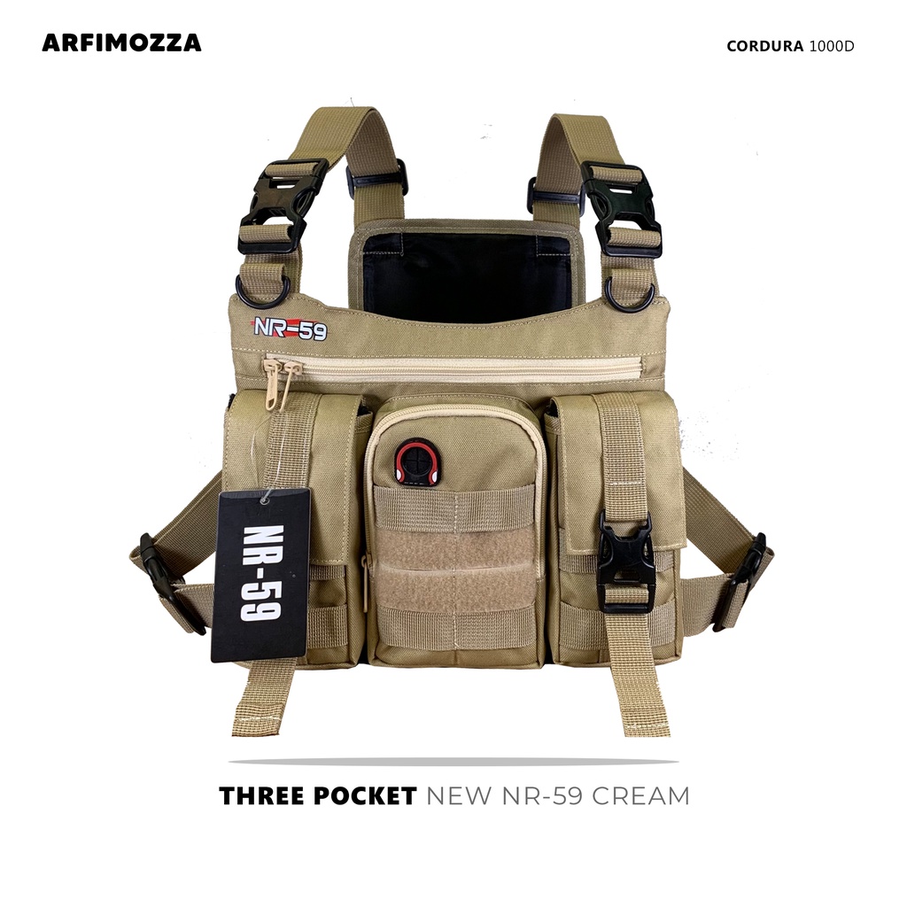ORIGINAL TACTICAL MENS CHEST BAG NR-59 CREAM THREE POCKET / CHEST RIG ...