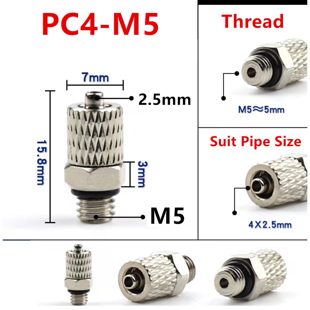 ข้อต่อท่ออากาศนิวเมติก ขนาดเล็ก M3 M4 M5 M6 4 6 มม. | Shopee Thailand