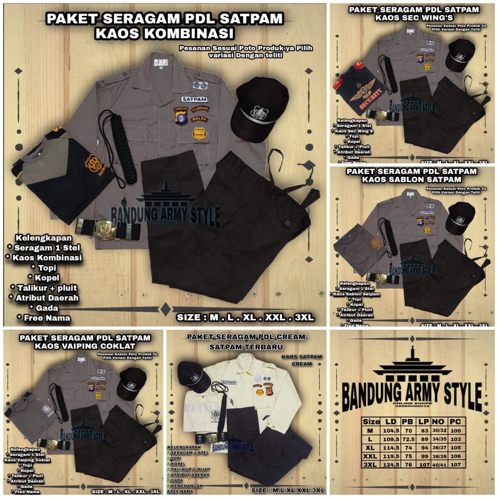 Pdl SAPAM UNIFORM / PDH SATPAM UNIFORM / PDL SATPAM CREM / PDL COKLAT ...