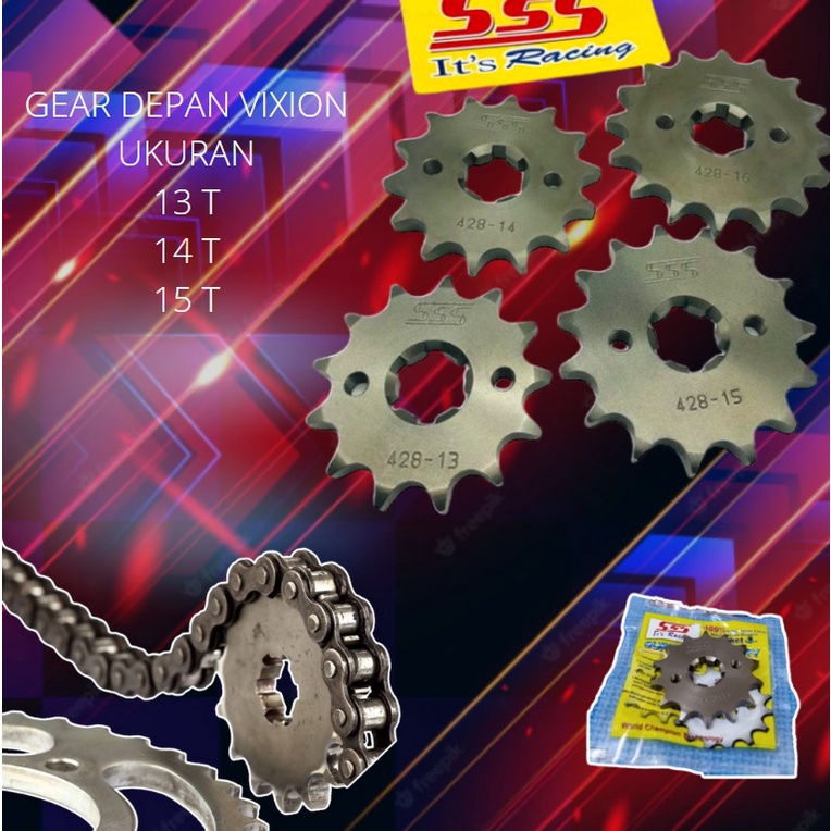 เกียร์หน้า SSS 428 vixion old/ new,R15 old, R15 V3,Rx king,jup, byson MGM | Shopee Thailand
