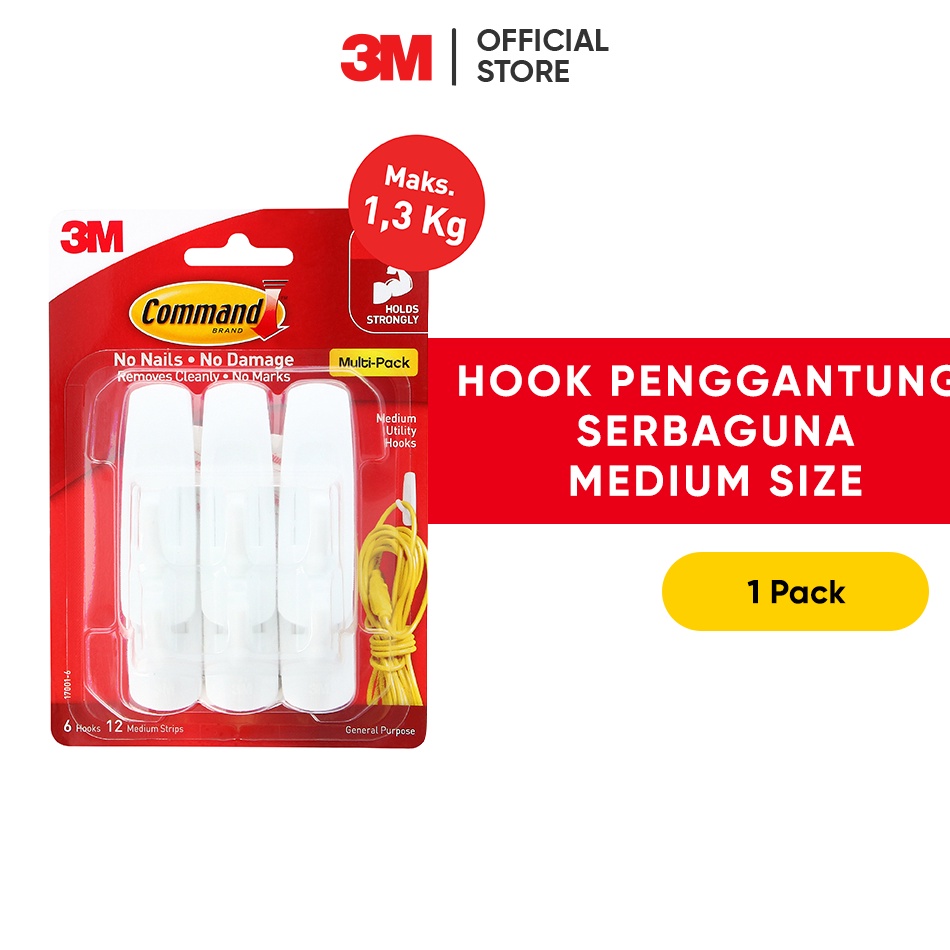 Gantungan Zjt Command 3M ตะขอแขวนอเนกประสงค์ ขนาดกลาง 17001-6 แพ็คสุดคุ้ม ☂ | Shopee Thailand