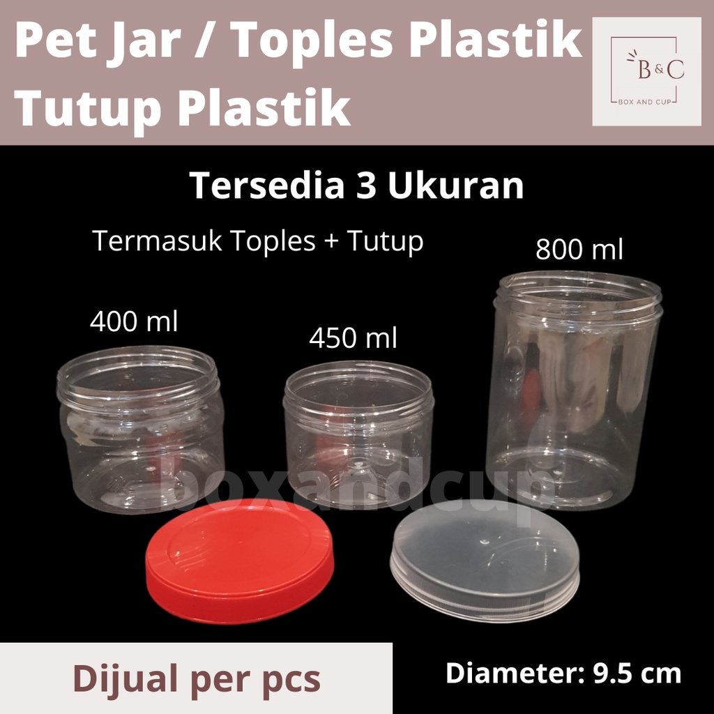 Merah Pet Jar / กระปุกหลอดพลาสติกพร้อมฝาพลาสติกใสสีแดงและใส 400 ml, 450 ...