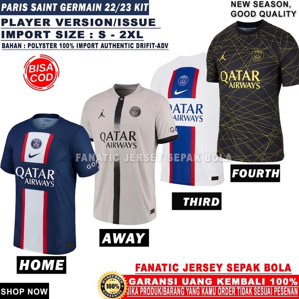 เสื้อกีฬาฟุตบอล PLAYER VERSION PSG HOME 2022 2023 HOME AWAY IMPORT PLAYER ISSUE/JERSEY PSG 2022 ...