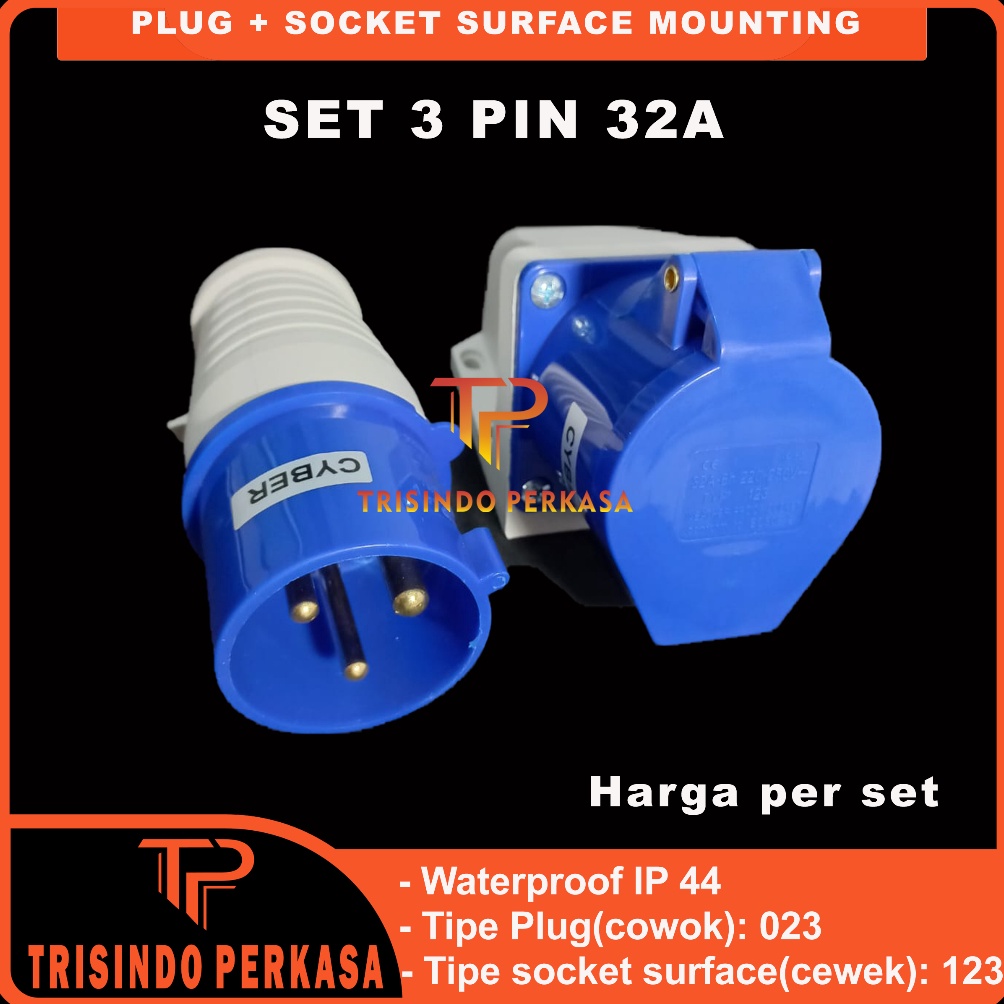 พร้อมส่ง ปลั๊กซ็อกเก็ตอุตสาหกรรม 3pin 3P 32A (023+123) IP44 3ft 3ft ...
