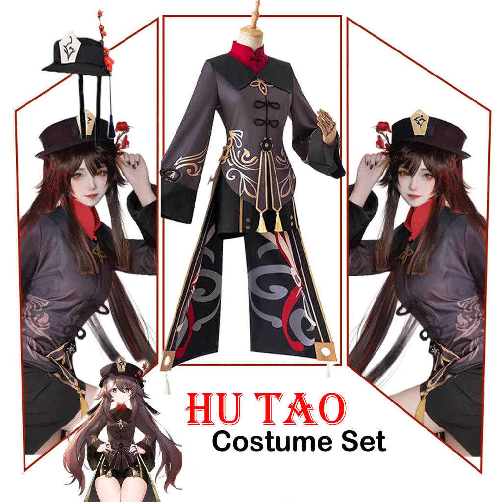 Hu Tao Genshin Impact เครื่องแต่งกายคอสเพลย์ชุดเต็ม - HT9-6 | Shopee ...