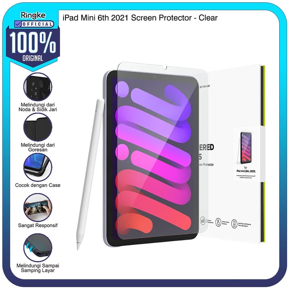 Layar Ringke iPad Mini 6th 2021 ปกป้องหน้าจอ Anti-Scratch ปกป้องหน้าจอ ...