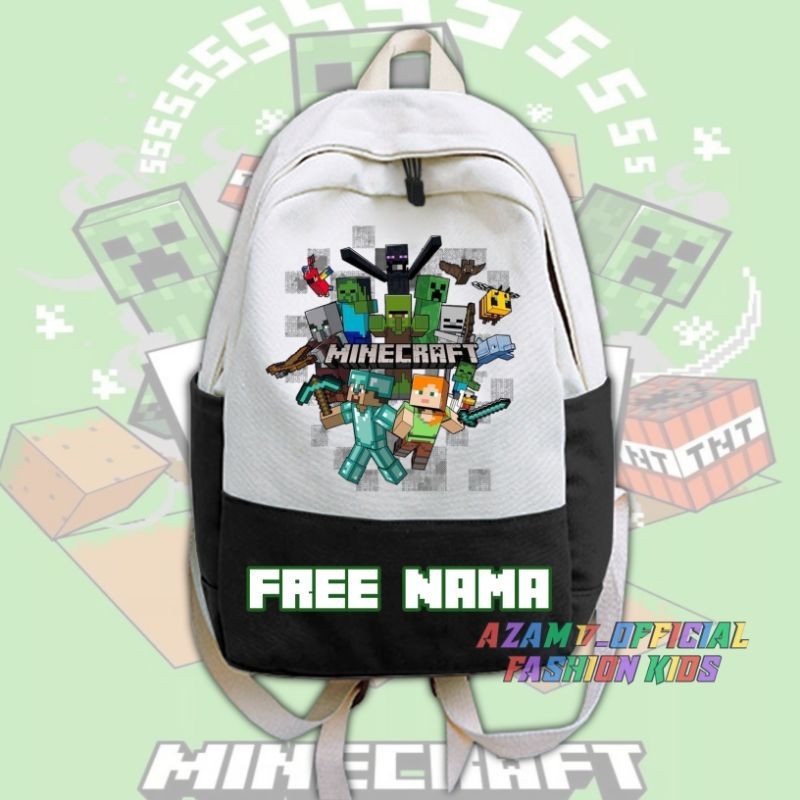 MINECRAFT CHILDRENS BAG BACKPACK ฟรีชื่อ / ใหม่ล่าสุดเกม MINECRAFT ...