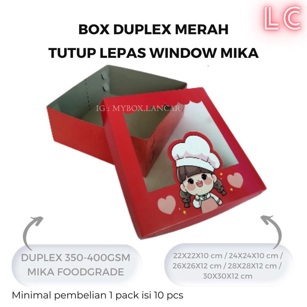 Merah Ihe073 ( 10 แผ ่ น ) CHEF WINDOW Mica Red CAKE BOX 22x22 X 10 ซม. ...