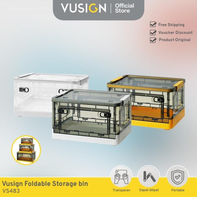 Vusign กล่องพลาสติกใส แบบพับได้ สําหรับเก็บของ VS48X | Shopee Thailand