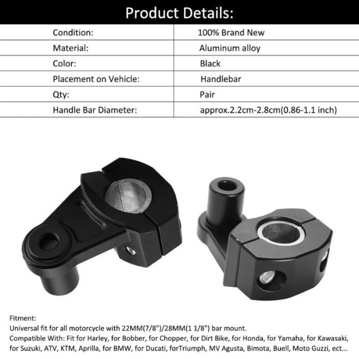 Pivot Raiser Handlebar High Forward Reverse Motorcycle Handlebar Riser ...