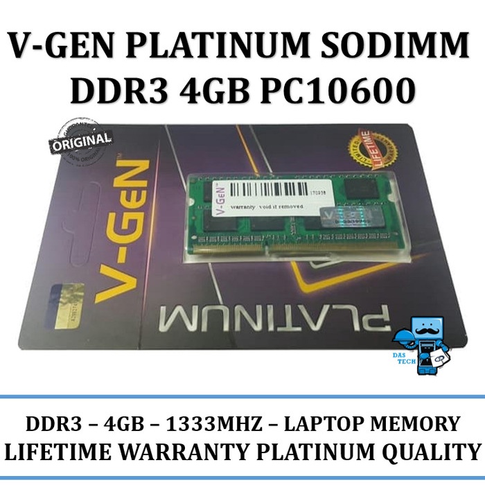 หน่วยความจําแล็ปท็อป V-gen Ddr3 4Gb Pc 10600 1333Mhz Sodimm Noteok 1.5v ...