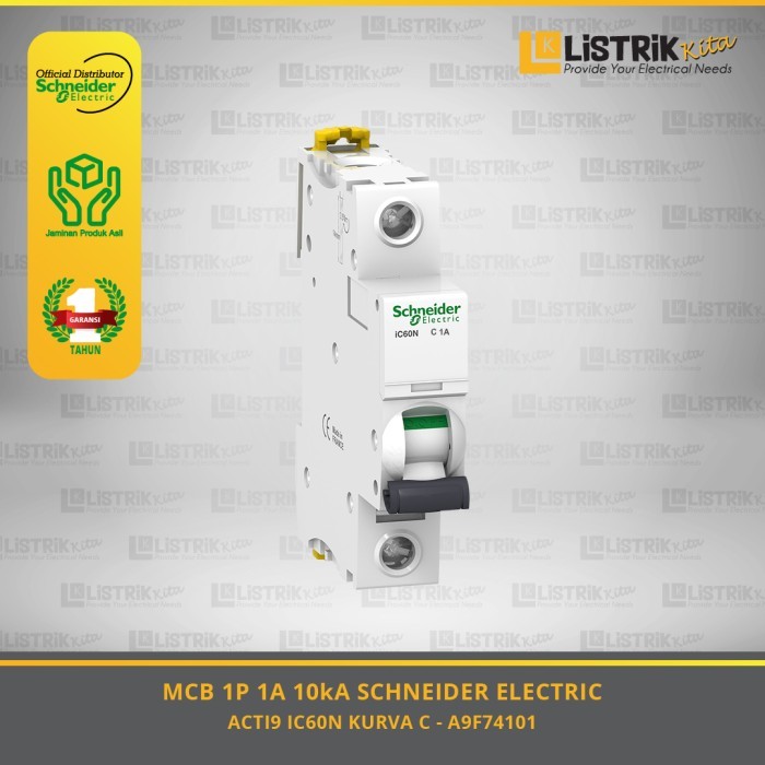 Mcb Schneider Ic60N 1P 1A 6Ka/10Ka C - A9F74101 | Shopee Thailand
