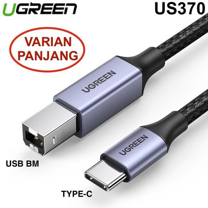 UGREEN US370 สายเครื่องพิมพ์ Type-C to USB-B USB2.0 ALUMINIUM GREY | Shopee Thailand