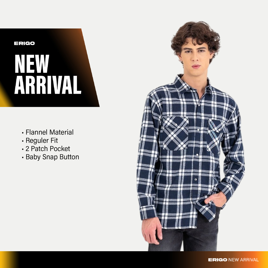 KEMEJA Erigo Flannel Shirt Nixon Navy - เสื้อเชิ้ตแขนยาวผ้าสักหลาด ...