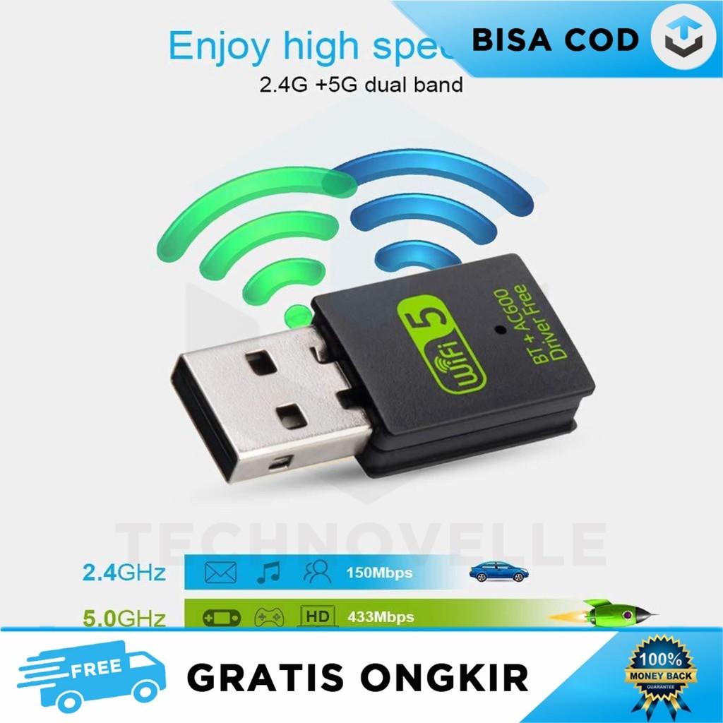 WIFI BLUETOOTH DONGLE CARD 2IN1 802.11AC 600 Mbps DUAL BAND MINI USB ...