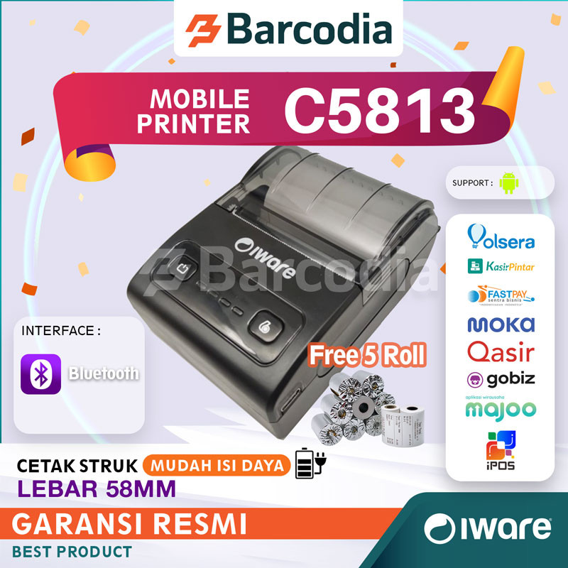 Mobile Thermal BLUETOOTH Printer MP-5813 FREE 5 ROLL PAPER / แคชเชียร์ ...