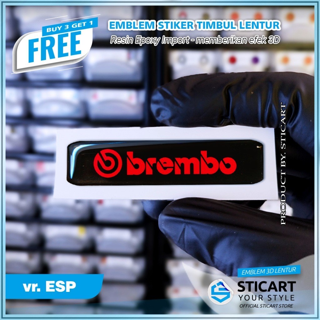 BREMBO นูน EMBLEM สติ๊กเกอร์รถจักรยานยนต์ ESP กล่องกรอง 3D EMBLEM นูน ...