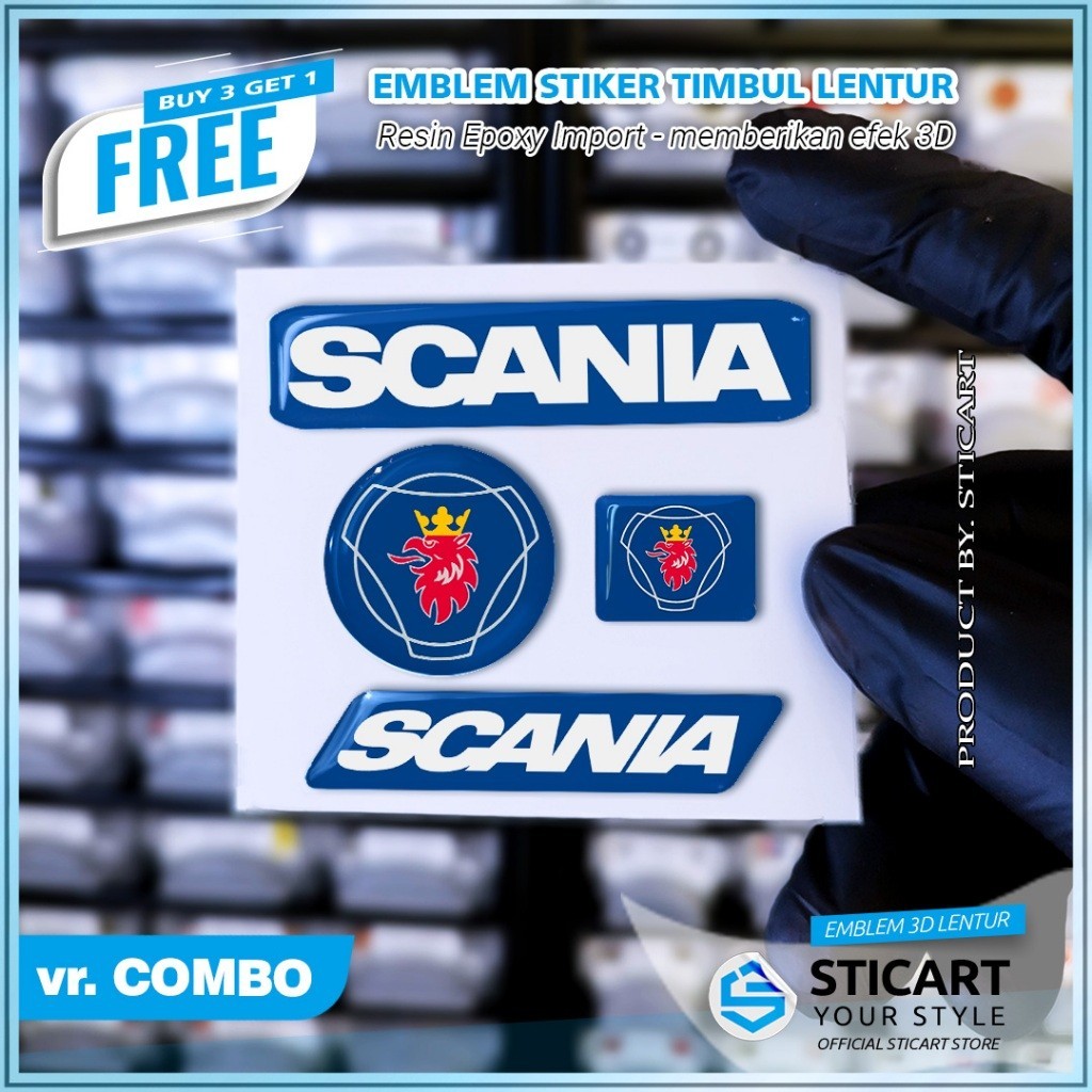 Scania EMBLEM สติ๊กเกอร์นูน MOTORCYCLE COMBO 3D EMBLEM นูน FLEXIBLE ...