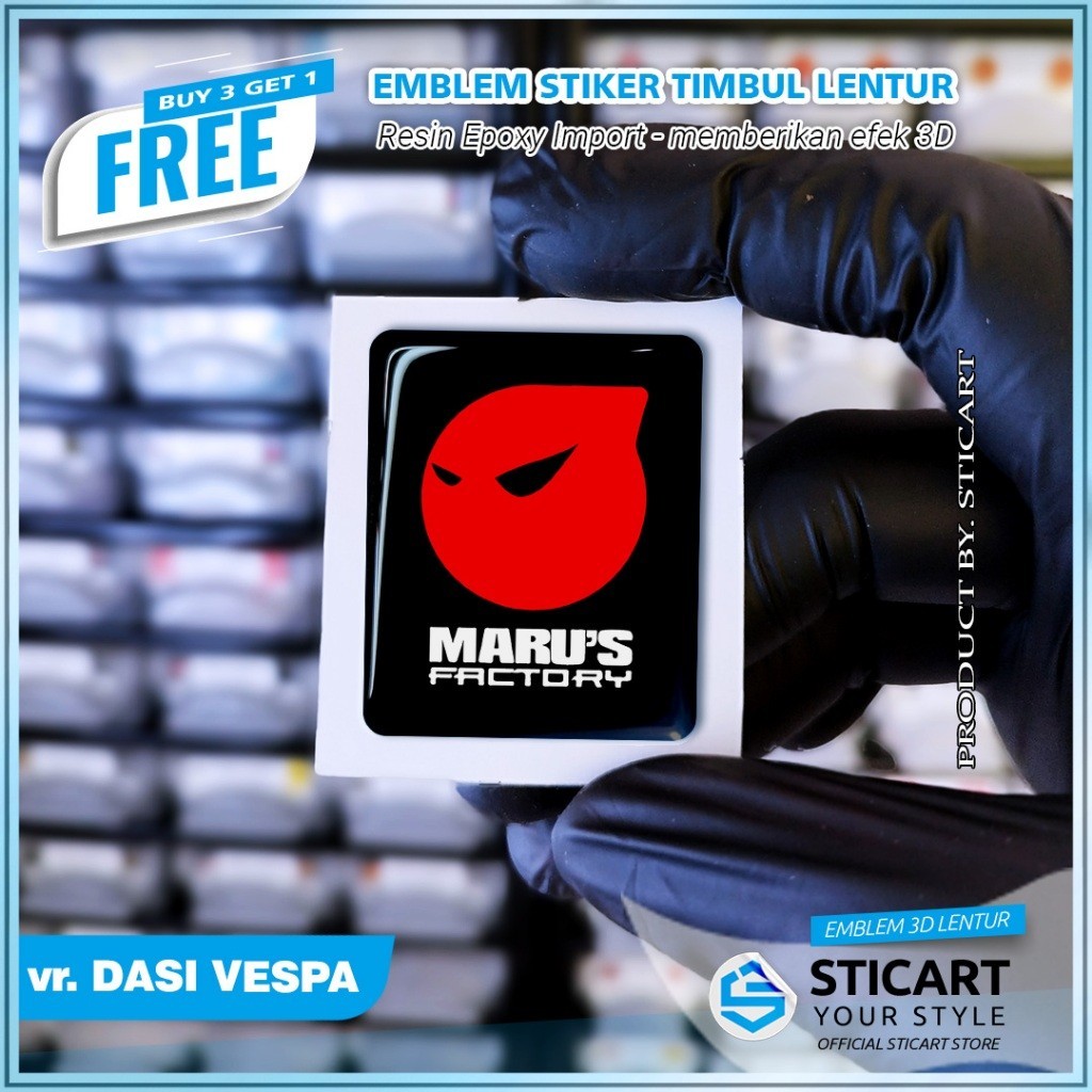 Emblem MARUS FACTORY สติ๊กเกอร์มอเตอร์ไซค์ลายนูน TIE Vespa 3D Vespa LX ...