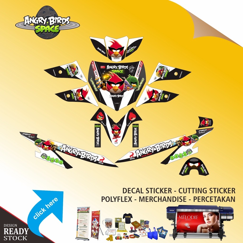Hitam สติ๊กเกอร์รูปลอก HONDA VARIO OLD ANGRY BIRD BLACK | Shopee Thailand