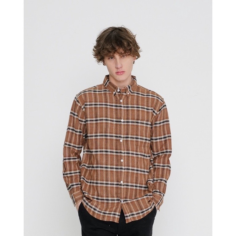 Erigo Flannel Kayle Brown Unisex | Shopee Thailand