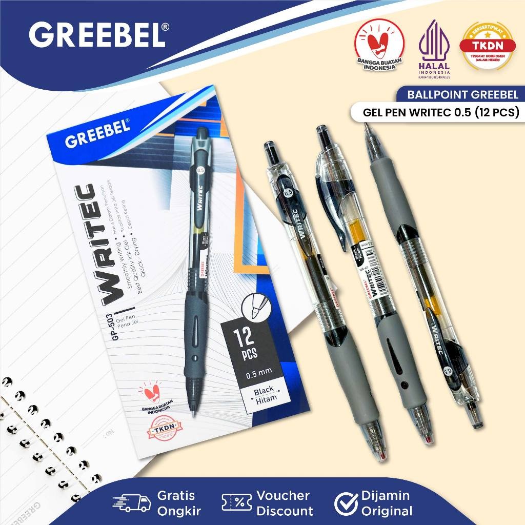 GREEBEL Gel Pen / ปากกาเจล GP-503 Writec 0.5 Black / Gel Ballpoint Pen ...
