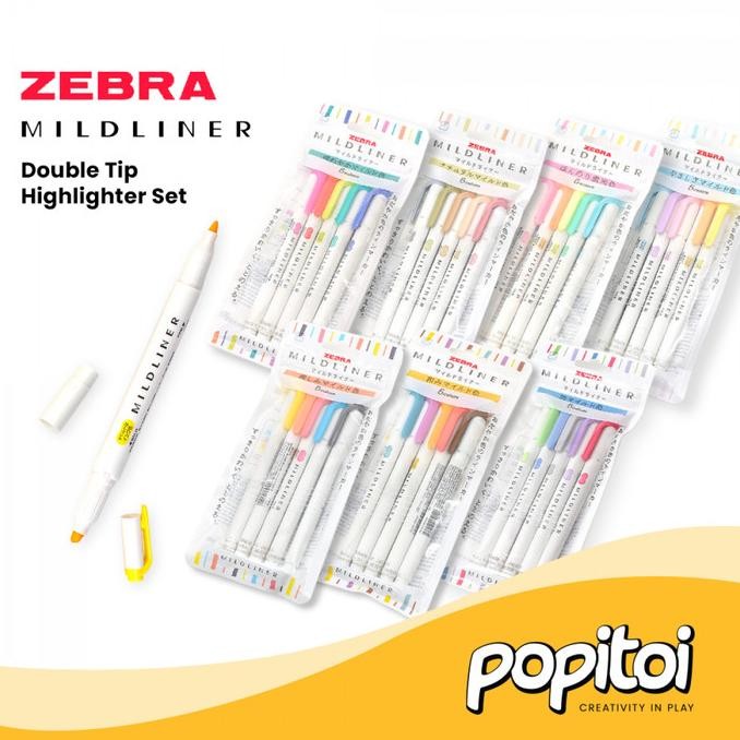 ใหม่ Zebra Mildliner ชุด Double Tip Highlighter 3C 5C Midliner Pastel ...