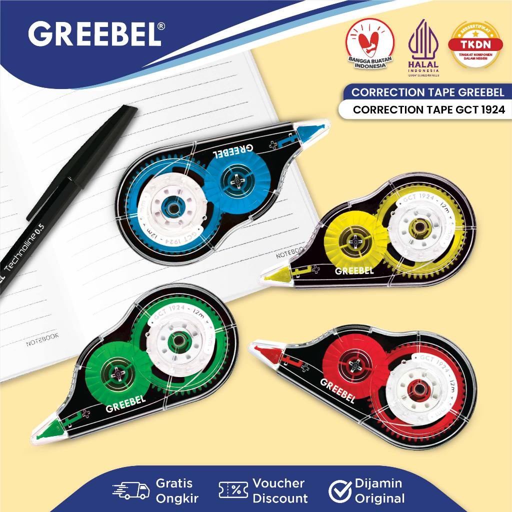 GREEBEL Correction Tape GCT- 1924 / Tip Ex Paper Roll Pen Correction ...