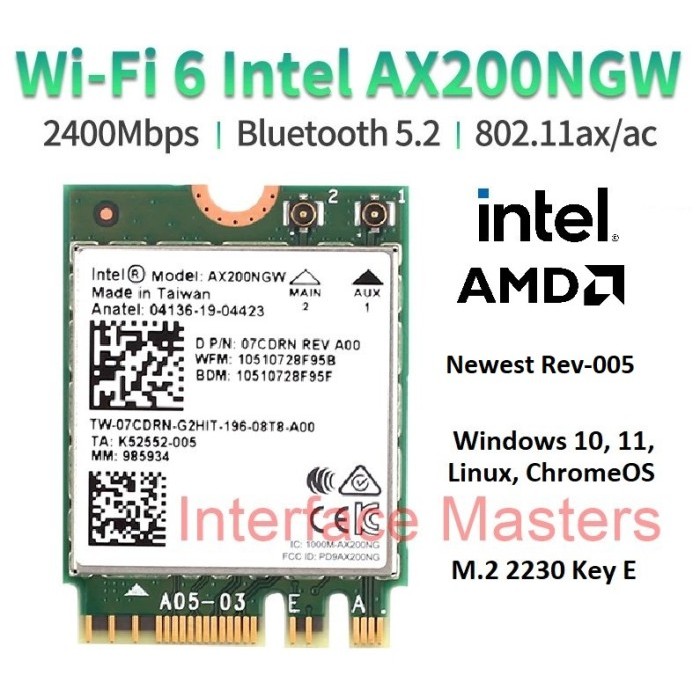 Intel 6 AX200 802.11AX การ์ด Wifi ไร้สาย AC BT5.1 NGFF M.2 2G 5G ...