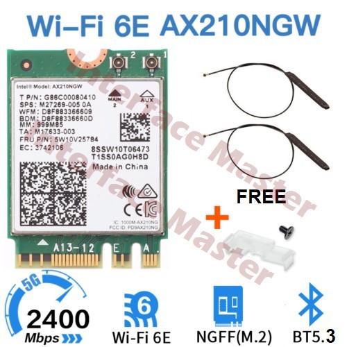 การ์ดไร้สาย Wifi 6E Intel 6 AX210 AC AX Bluetooth 5.2 NGFF M.2 AX200 ...