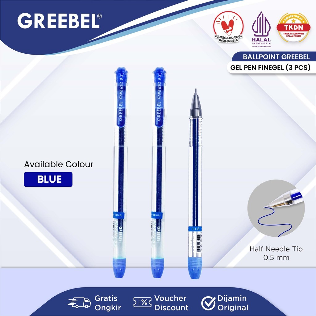 GREEBEL Gel PEN / Gel PEN GP- 506 Hi- tech Blue 0.3 (3PCS/SET) - ปากกาลูกลื่น Gel Ballpen ปากกา ...