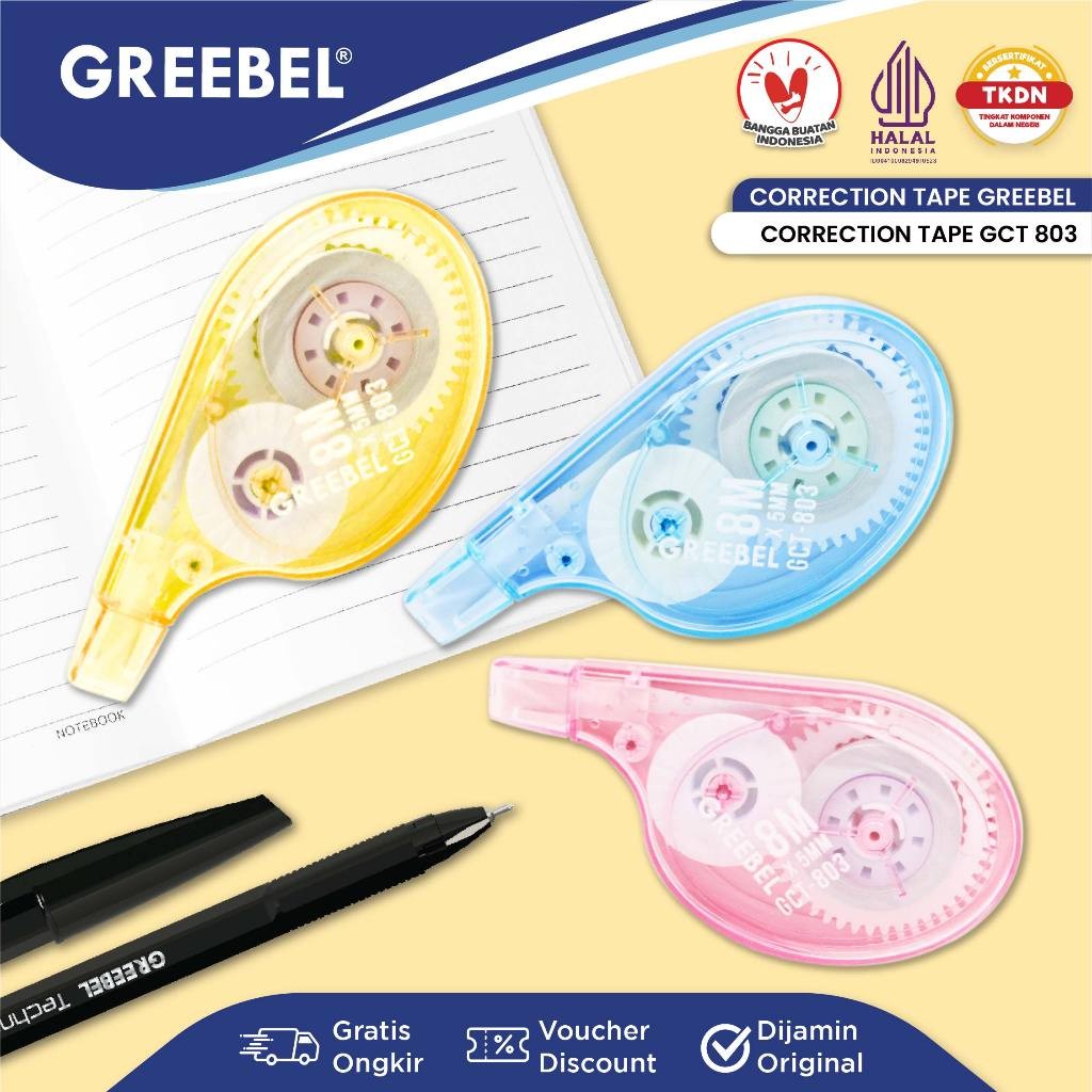 GREEBEL Correction Tape GCT-803 เทปลบคําผิดแบบม้วนสีพาสเทล/ทิป Ex ...