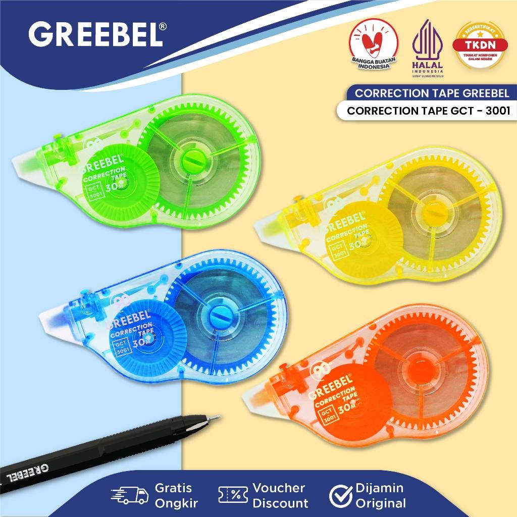 GREEBEL Correction Tape GCT- 3001 / Tip Ex Paper Roll Pen Correction ...