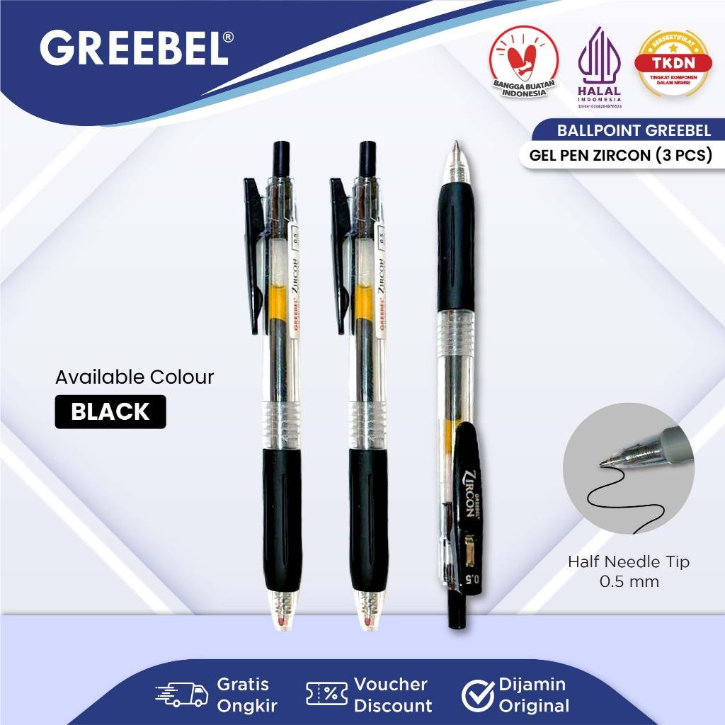 GREEBEL Gel PEN / Gel PEN GP- 509 Zircon Black 0.5 (3 ชิ้น/เซ็ต) / Gel ...