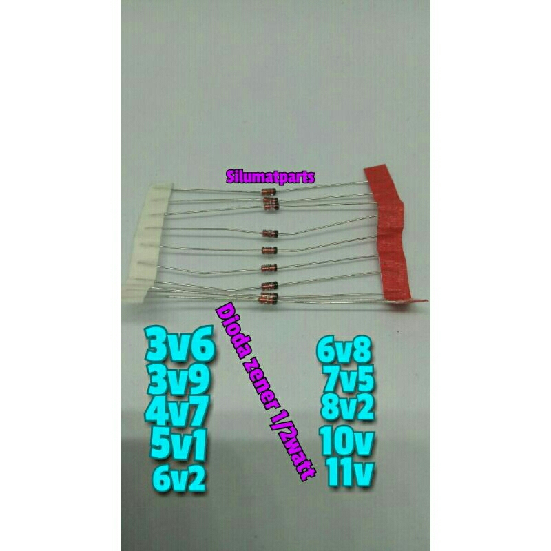 Zener ไดโอด 1/2 วัตต์/ศูนย์ไดโอด 1/2wat 11v 10v 8v2 7v5 6v8 6v2 5v1 4v7 ...