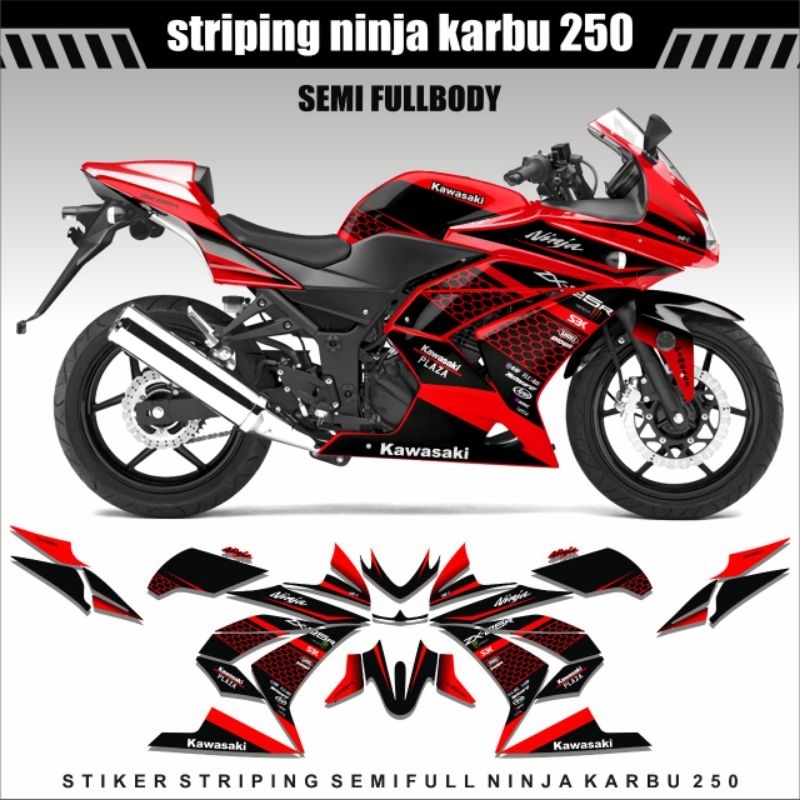 Kawasaki Ninja 250 Karbu Striping Sticker Decal - List Semi Full Ninja ...