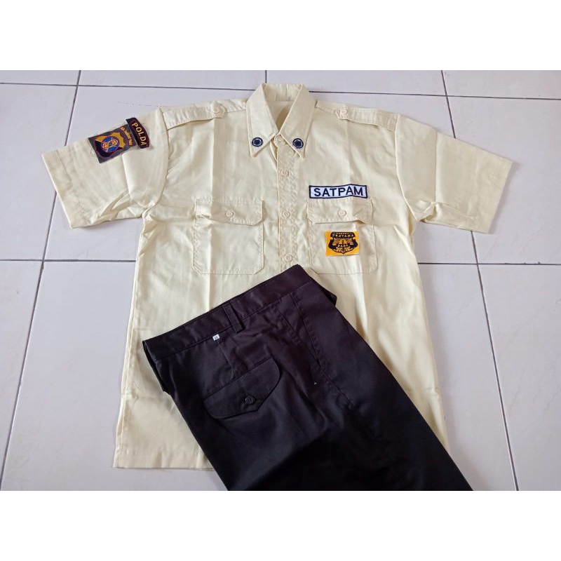LATEST CREAM PDH SATPAM UNIFORM | Shopee Thailand