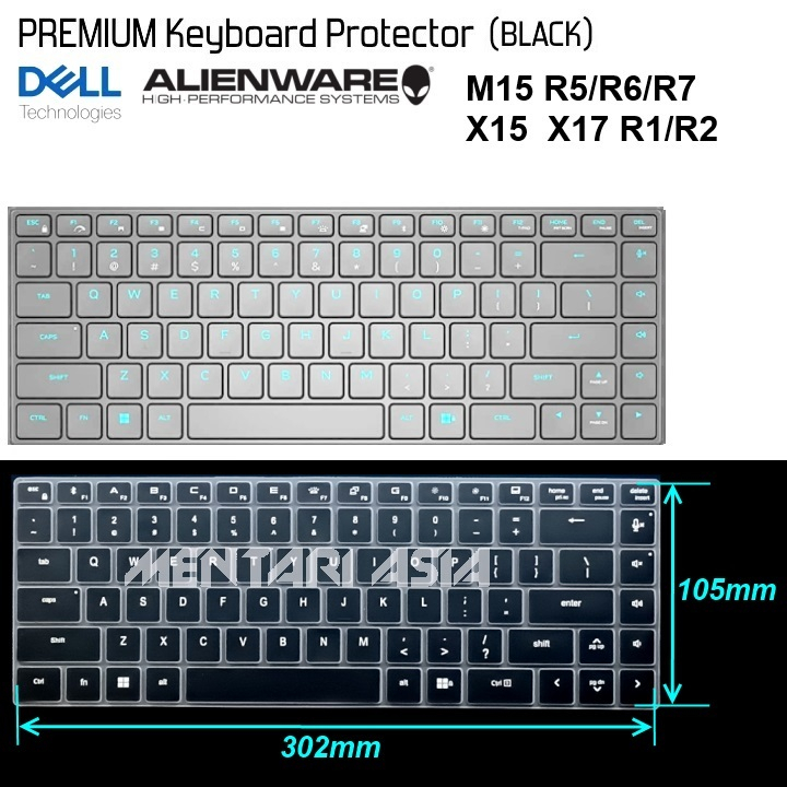 ฟิล์มกันรอยคีย์บอร์ด ALIENWARE M15 R7 X15 X17 R1-R2 - พรีเมี่ยมแบล็ค ...