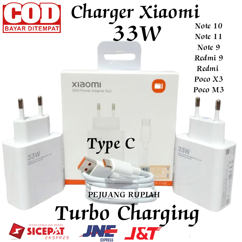 Hp Xiaomi 33W Charger Type-C Fast Charging Super Turbo 100% USB Type C ...