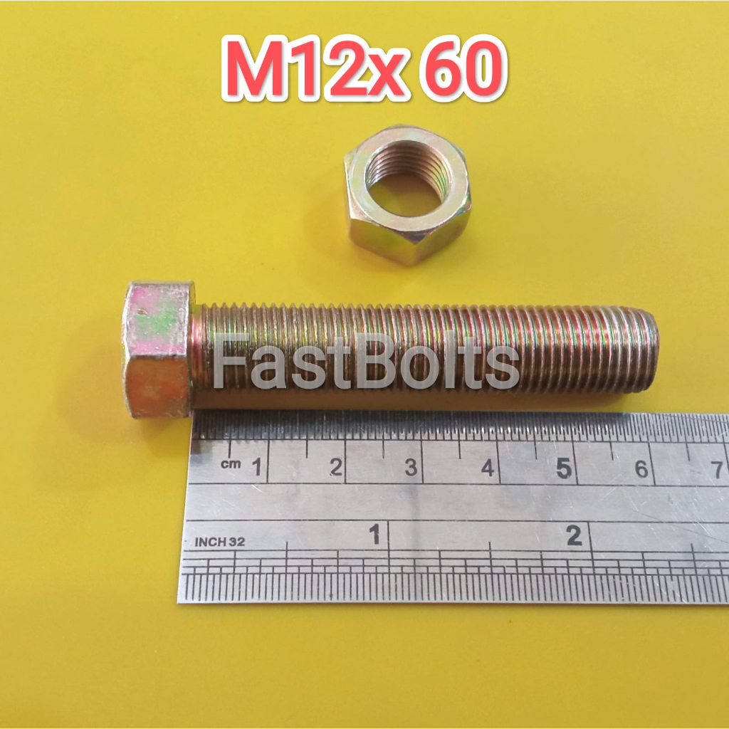 BOLT AND NUT สีเหลือง 17 ยาว 6ซม. (M12x60) | Shopee Thailand
