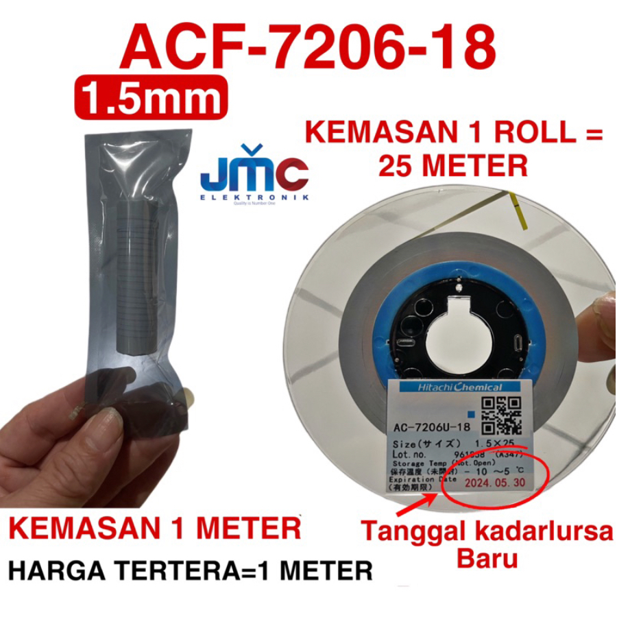 กาวไอซี ACF AC-2056R-35 AC-7206-18 2.0 มม. 1.5 มม. ยืดหยุ่น เป็นแผงวงจรรวม TCON PCB และ LCD LED ...