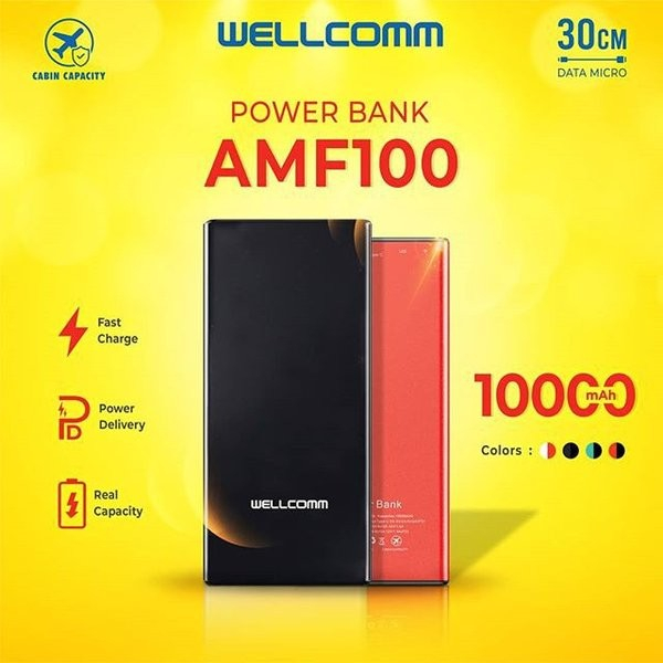 พาวเวอร์แบงค์ WELLCOMM PD ชาร์จเร็ว AMF100 10,000mah | Shopee Thailand