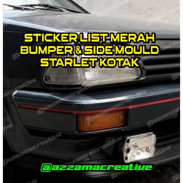 Merah Toyota Starlet Side Molding And Bumper Red List Stickers | Shopee ...
