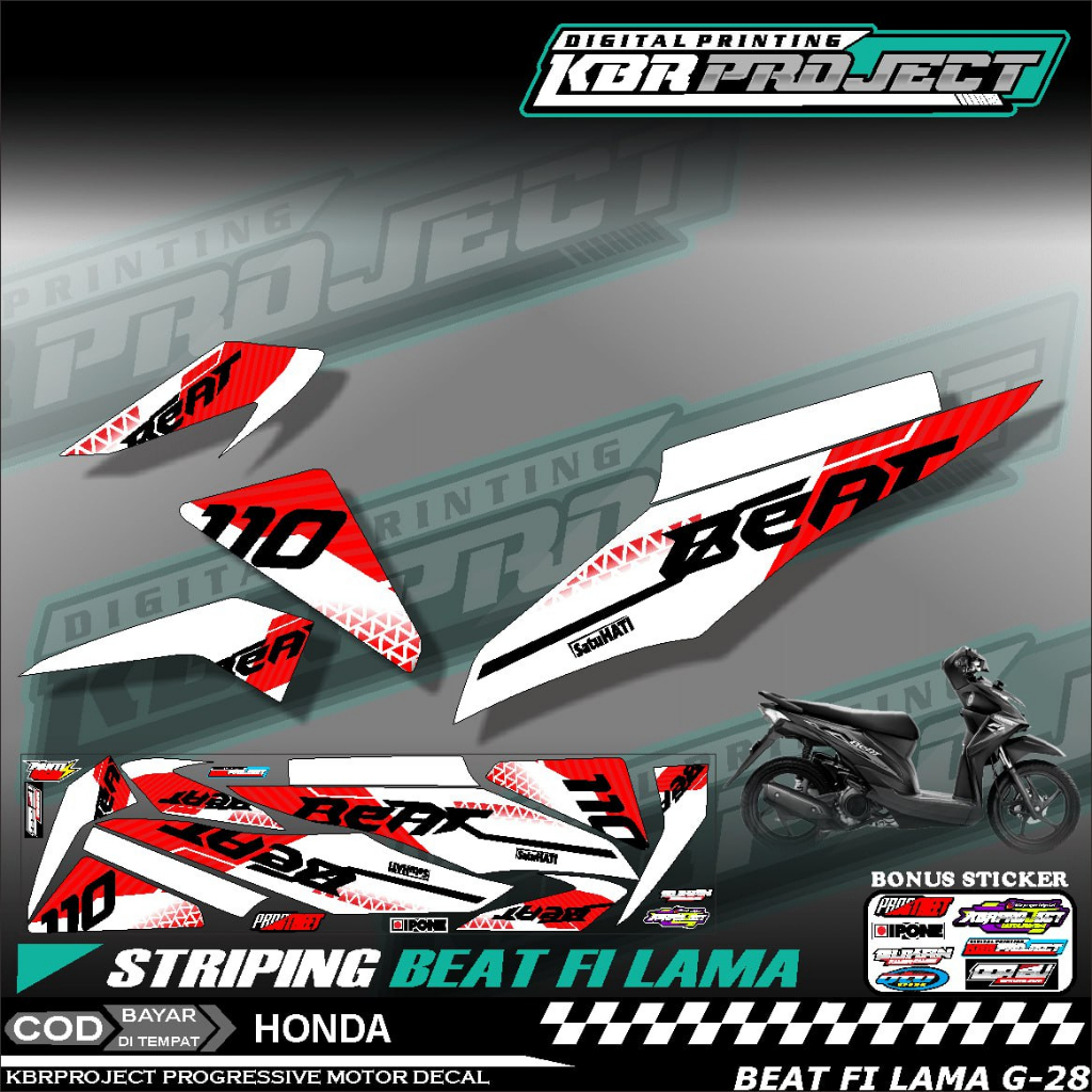 BEAT FI LAMA COOL MOTORCYCLE PREMIUM STRIPING STICKERS LIS VARIATIONS ...